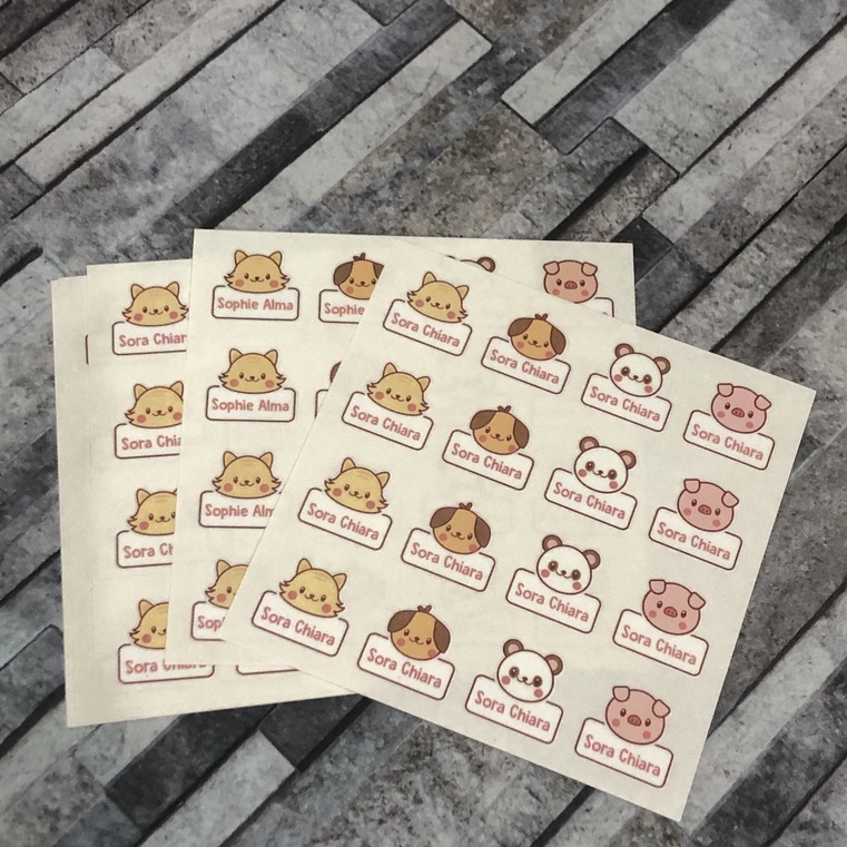Jual Isi 48-54 pcs Sticker Label Nama Anak Karakter Lucu / Stiker Nama ...