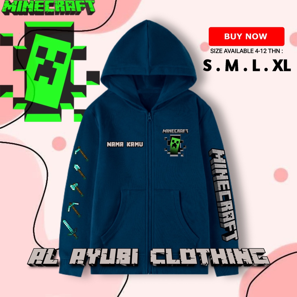Jual Hoodie Zipper Anak MINECRAFT / Jaket Zipper Anak MINECRAFT Free ...