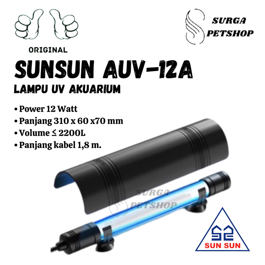 Jual SUNSUN AUV-12A Lampu UV Aquarium Kolam 12 W Watt Aquascape Chamber ...