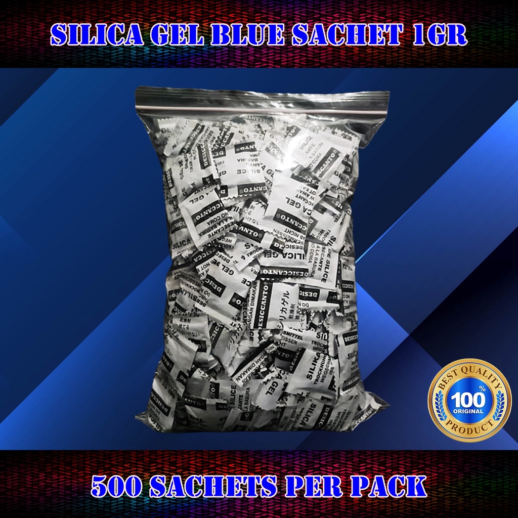 Jual [BLUE 500PCS] Silica Gel Blue sachet 1gram | Harga per pack isi ...