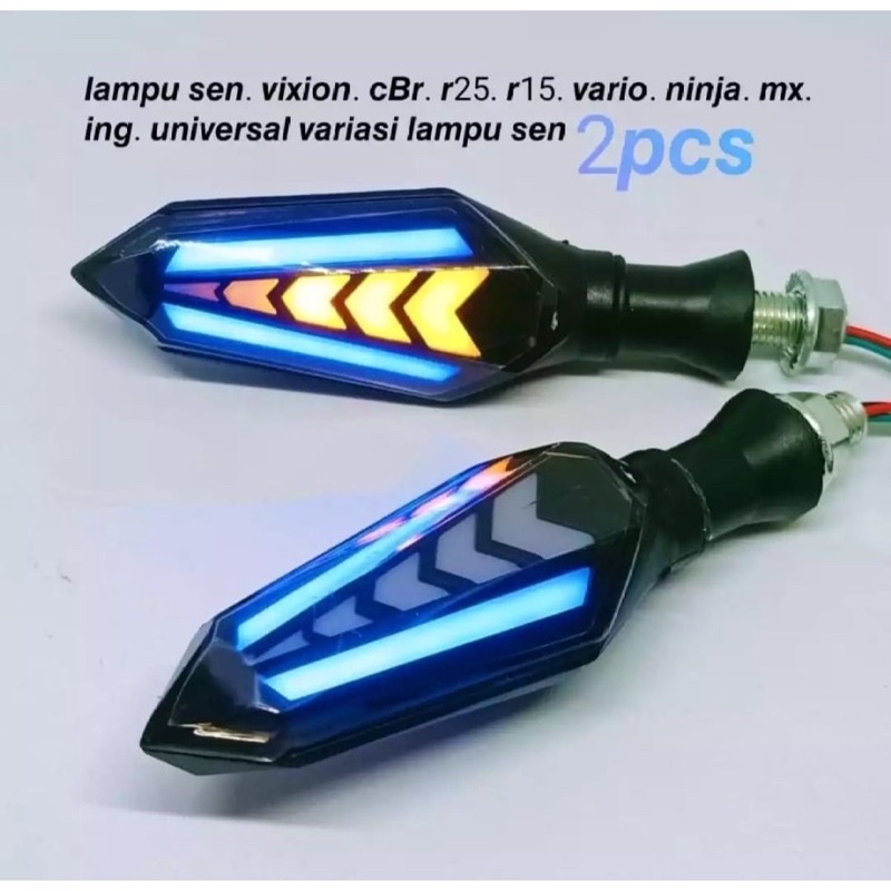 Jual COD Lampu sen running variasi 2sisi led model panah biru vixion ...