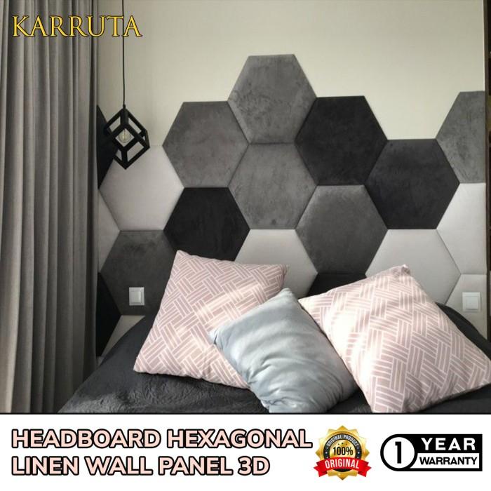 Jual Wallsticker Pure Linen | Hexagonal Headboard Bed Foam Wallpanel 3D ...