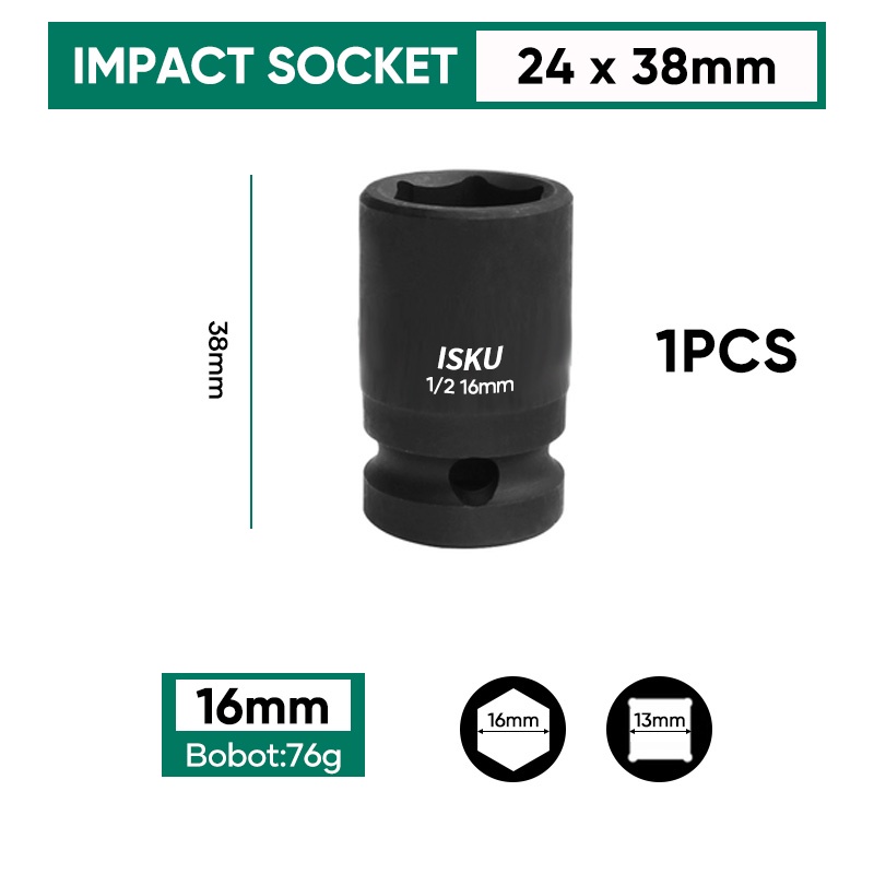 Jual ISKU mata kunci shock impact socket Panjang/mata sock set cr-mo 1/ ...
