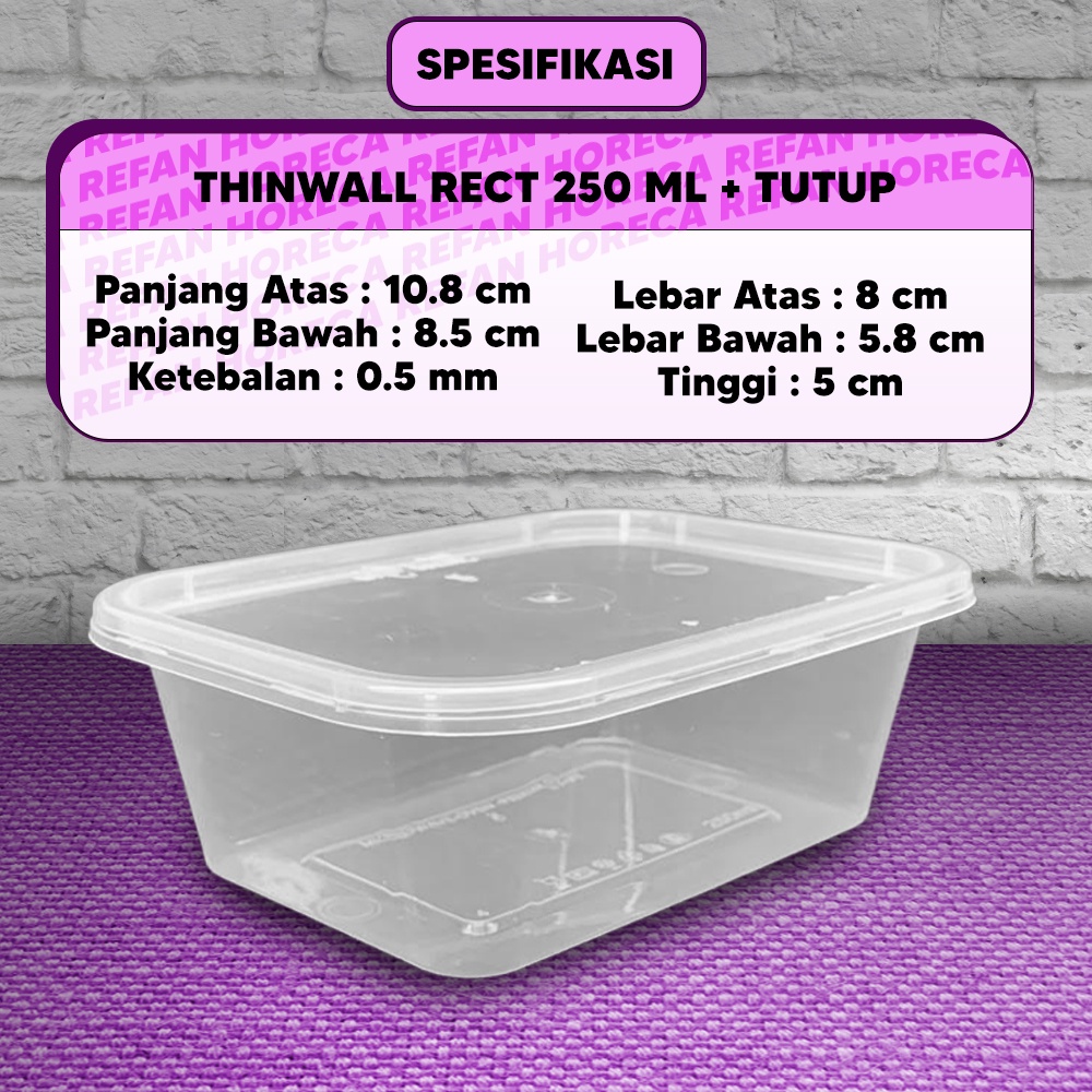 Jual Kotak Makan Plastik Thinwall 250 Ml Food Container Persegi