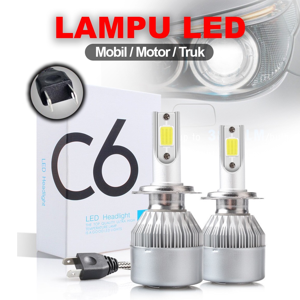 Jual Lampu LED Mobil Motor Headlight H7 Cahaya Terang Putih 12-24 Volt ...