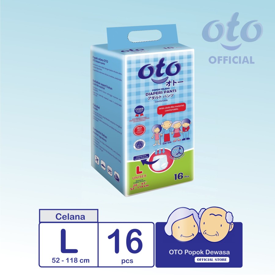 Jual Oto Diapers Adult Pants Popok Dewasa Model Celana L Isi 16 Pcs | Shopee Indonesia