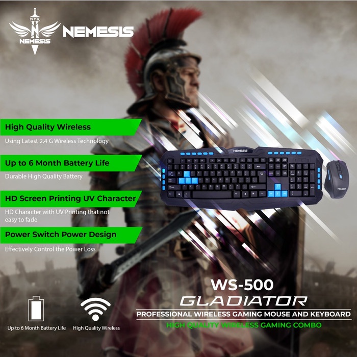 Jual Keyboard & Gaming Mouse Nyk Gladiator Ws-500 Bundle Gaming ...