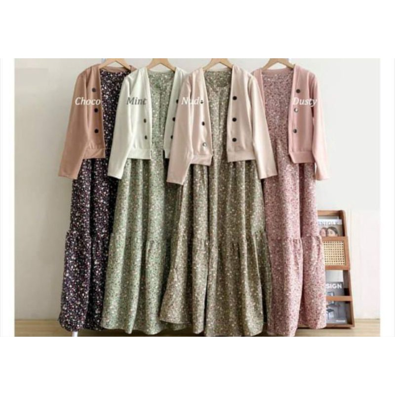 Jual gamis set blazer 2in1/Gamis rompi salur | Shopee Indonesia