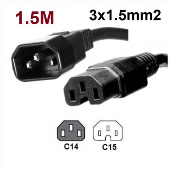 Jual Kabel Power Cord C15 C14 1.5mm 1.5 Meter | Shopee Indonesia