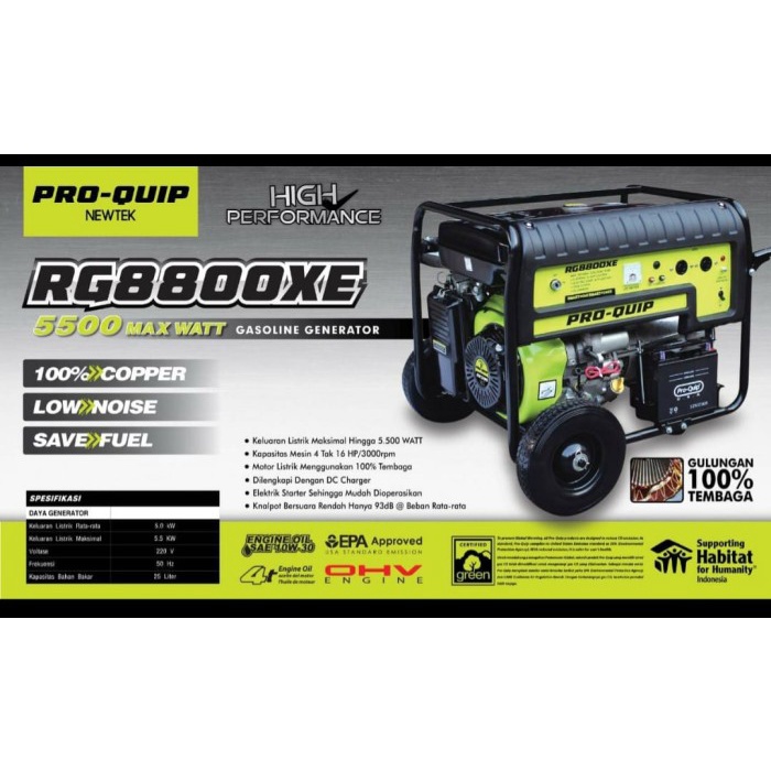 Jual Genset Proquip RG8800XE RG8800 XE RG 8800 XE 5000 Watt Max 5500 ...