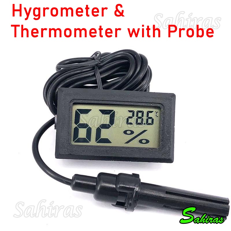 Jual Thermometer & Hygrometer Mini Digital Dengan Sensor Probe Warna ...