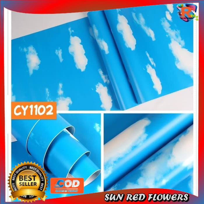 Jual Wallpaper Sticker Dinding Motif Awan Biru Langit Ukuran 45cm ...