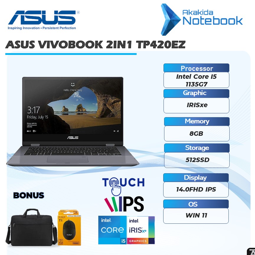 Jual ASUS VIVOBOOK FLIP TP470EZ 2IN1 TOUCH I5 1135G7 8GB 512SSD W11 14 ...