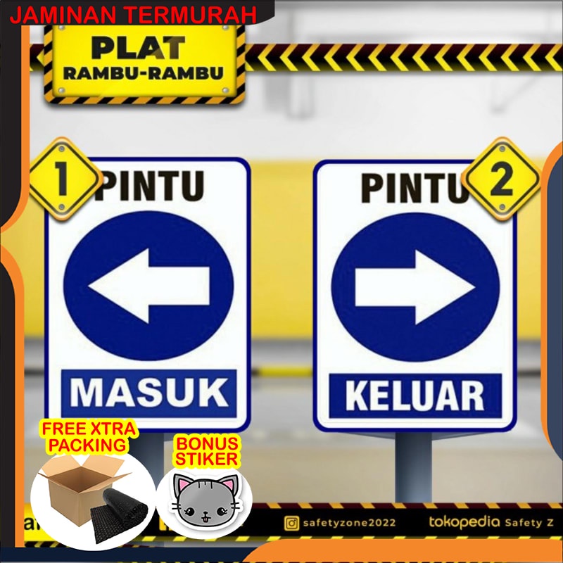 Jual Murah Rambu Rambu Pintu masuk dan Keluar ( bisa custom) - 20x30cm ...