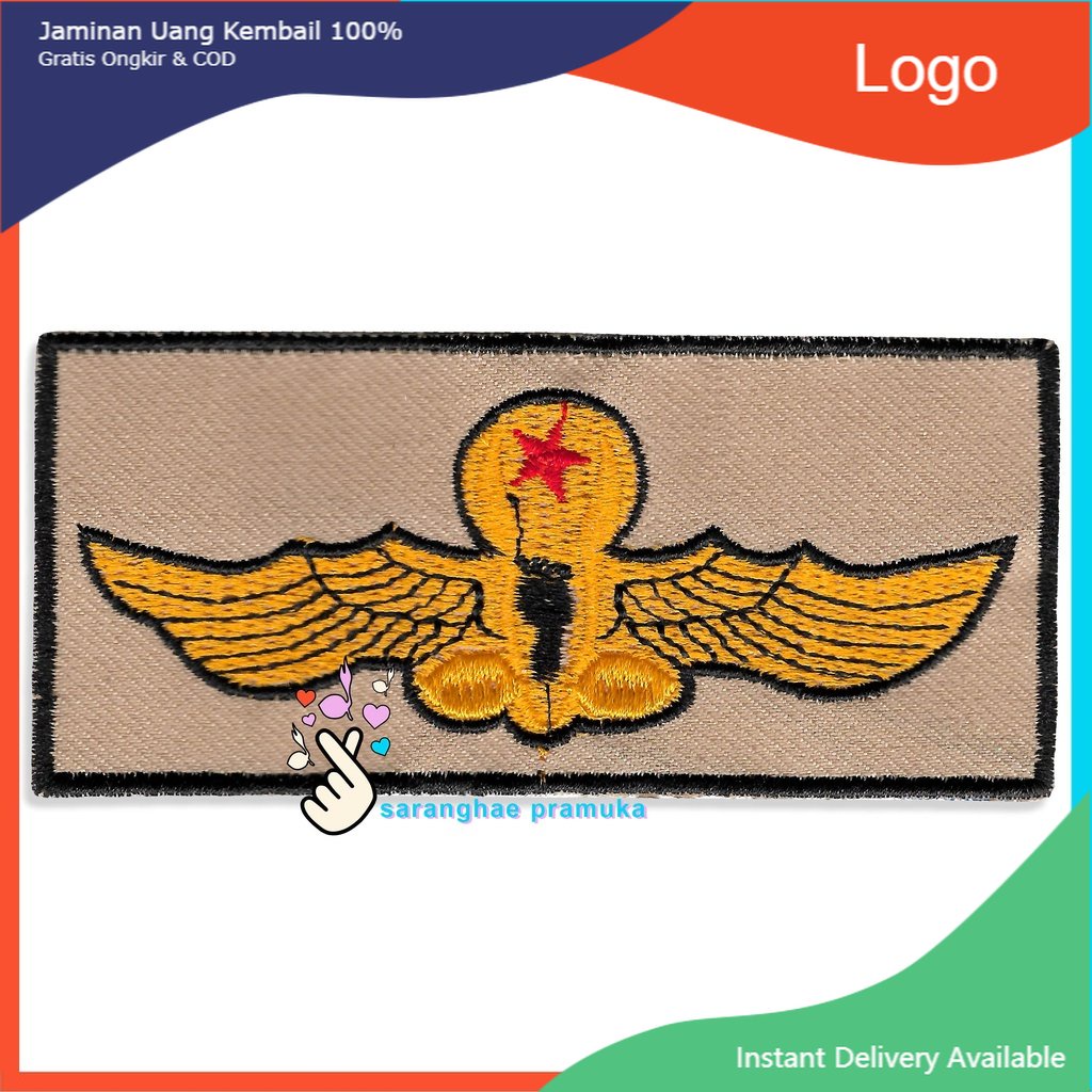 Jual Ready Bedge BET Pramuka Wing Tapak Hitam Logo Bordir Emblem Patch ...
