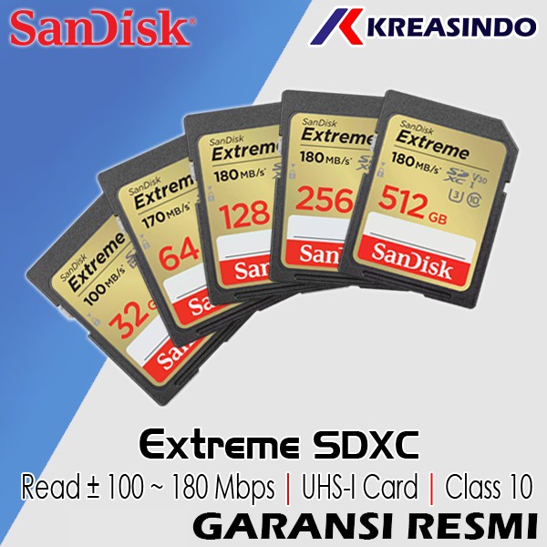 Jual SanDisk Extreme SDHC / SDXC SDCard UHS-I 32GB 64GB 128GB 256GB Resmi | Shopee Indonesia