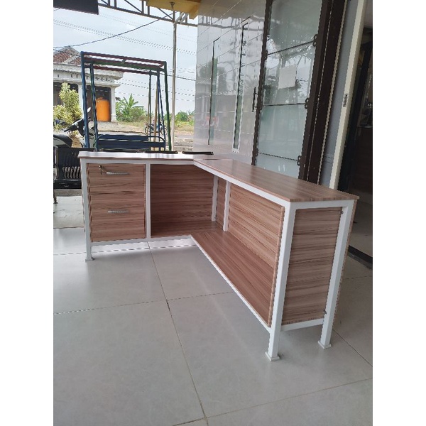 Jual Meja kerja L uk 35x115,35x165cm tinggi 75cm/2 laci/penutup depan ...