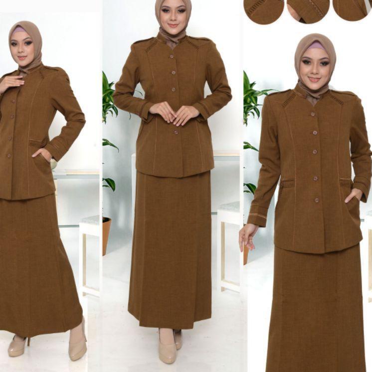 Jual Dijamin Miring harga.. Baju Dinas Wanita Pemda Aceh Blazer PNS ASN Keki Seragam Pemda Khaki ...