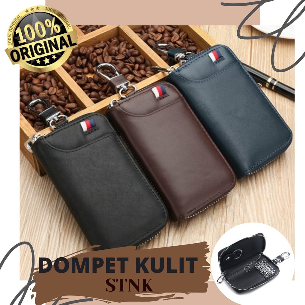 Jual Dompet Kunci Kulit Asli Pria Wanita dengan Gantungan Carabiner ...