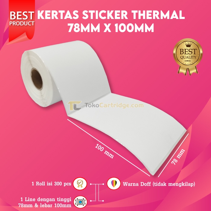 Jual Kertas Sticker Thermal 78mm X 100mm, Label Resi Barcode 78 X 100 ...