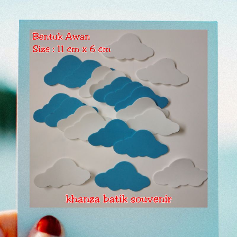 Jual (10pc)stiker dinding bahan spon eva bentuk awan, bintang, bulan ...