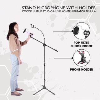Jual STAND MICROPHONE WITH HOLDER COCOK UNTUK STUDIO MUSIK KONTEN ...