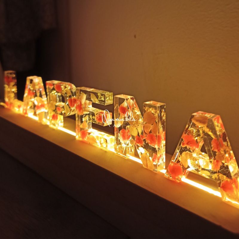 Jual Lampu Tidur Resin Art Custom Nama Bunga Kering Estetik | Shopee ...