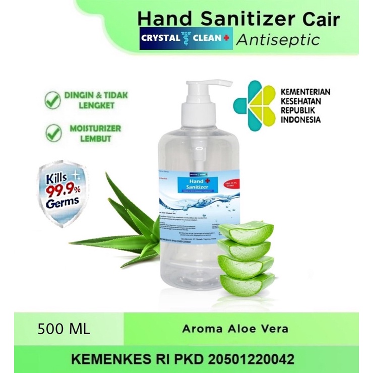 Jual Hand Sanitizer Cair Pump 500ML Crystal Clean | Shopee Indonesia