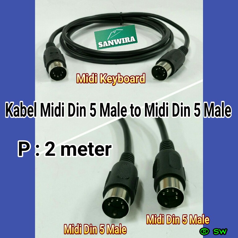 Jual Kabel Midi Din 5 Male to Midi Din 5 Male / Cable midi / Midi Cable / Kabel Midi 2m / 3m ...