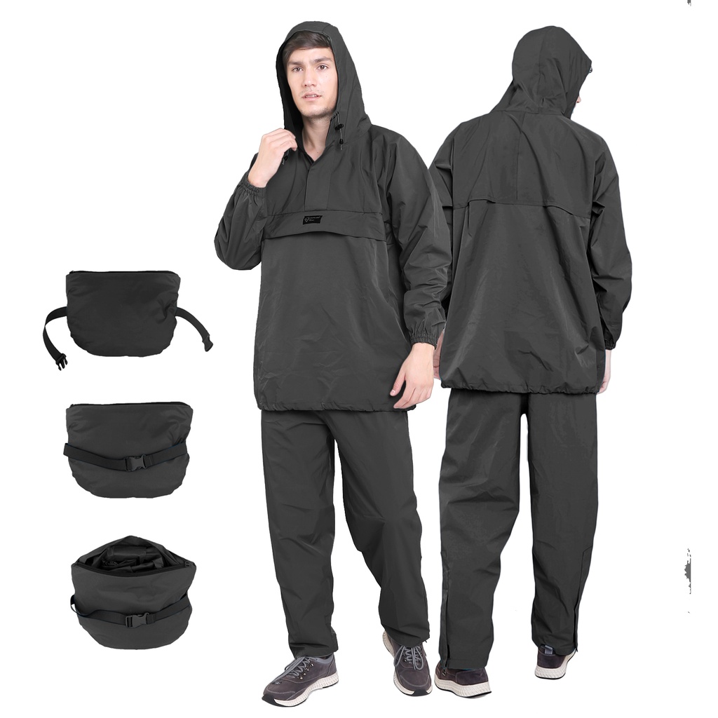 Jual Capilari Jas Hujan Kantung Kangguru Raincoat Rain Coat Jas Hujan Setelan Pria Taslan Balon ...