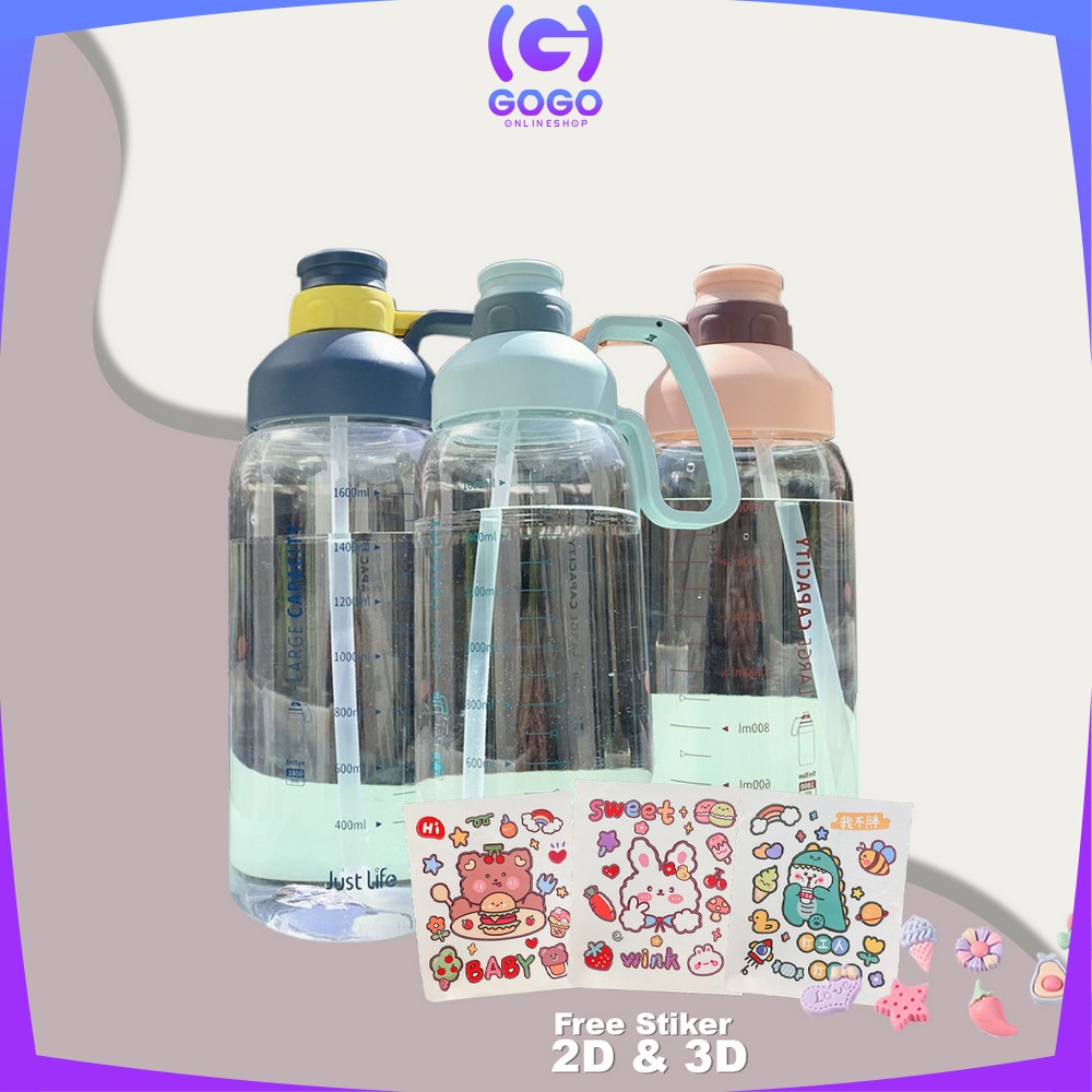 Jual GOGO-C304 C305 Botol Minum Motivasi 2 Liter Food Grade / Botol Air Minum Jumbo 2000ml BPA ...