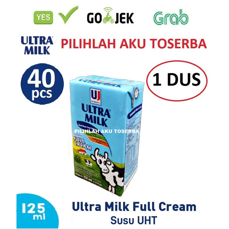 Jual Susu Ultra FULL CREAM 125 ml - 1 DUS ISI 40 pcs | Shopee Indonesia