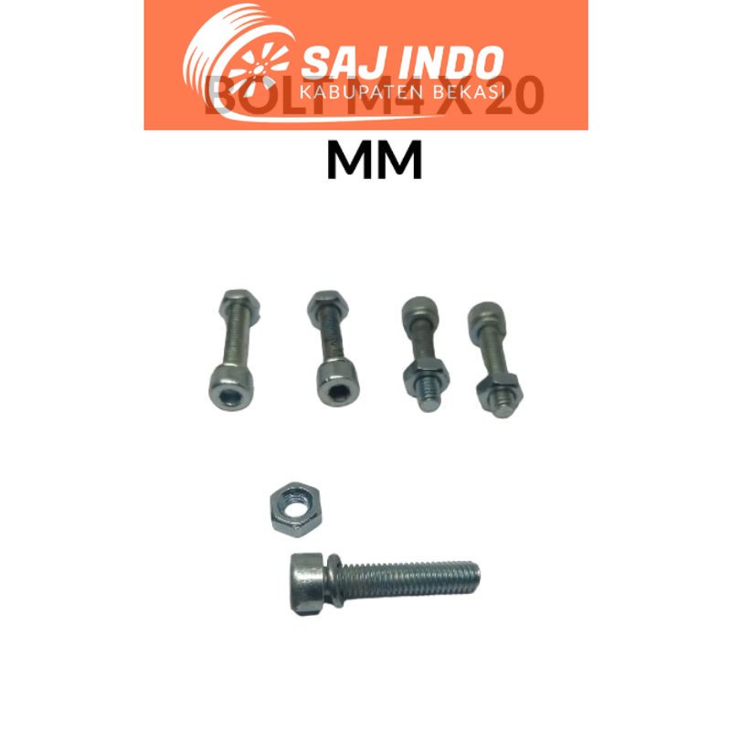 Jual BAUT MUR L M4 X 20 BAUT 7 RING PER PERMANEN | Shopee Indonesia