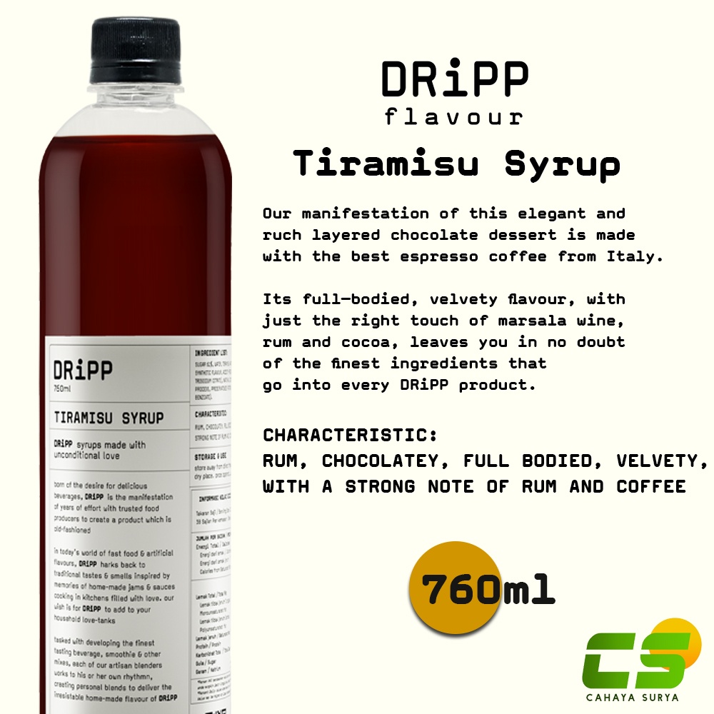 Jual Dripp Sirup / Syrup - Tiramisu Syrup 760 ml | Shopee Indonesia