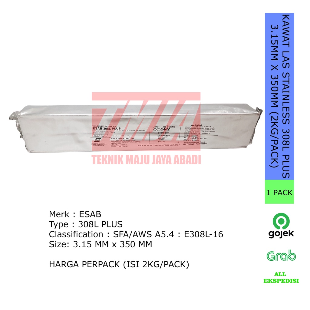 Jual ESAB Kawat Las Stainless 308L Plus 3.15mm x 350mm (Isi 2kg/pack ...