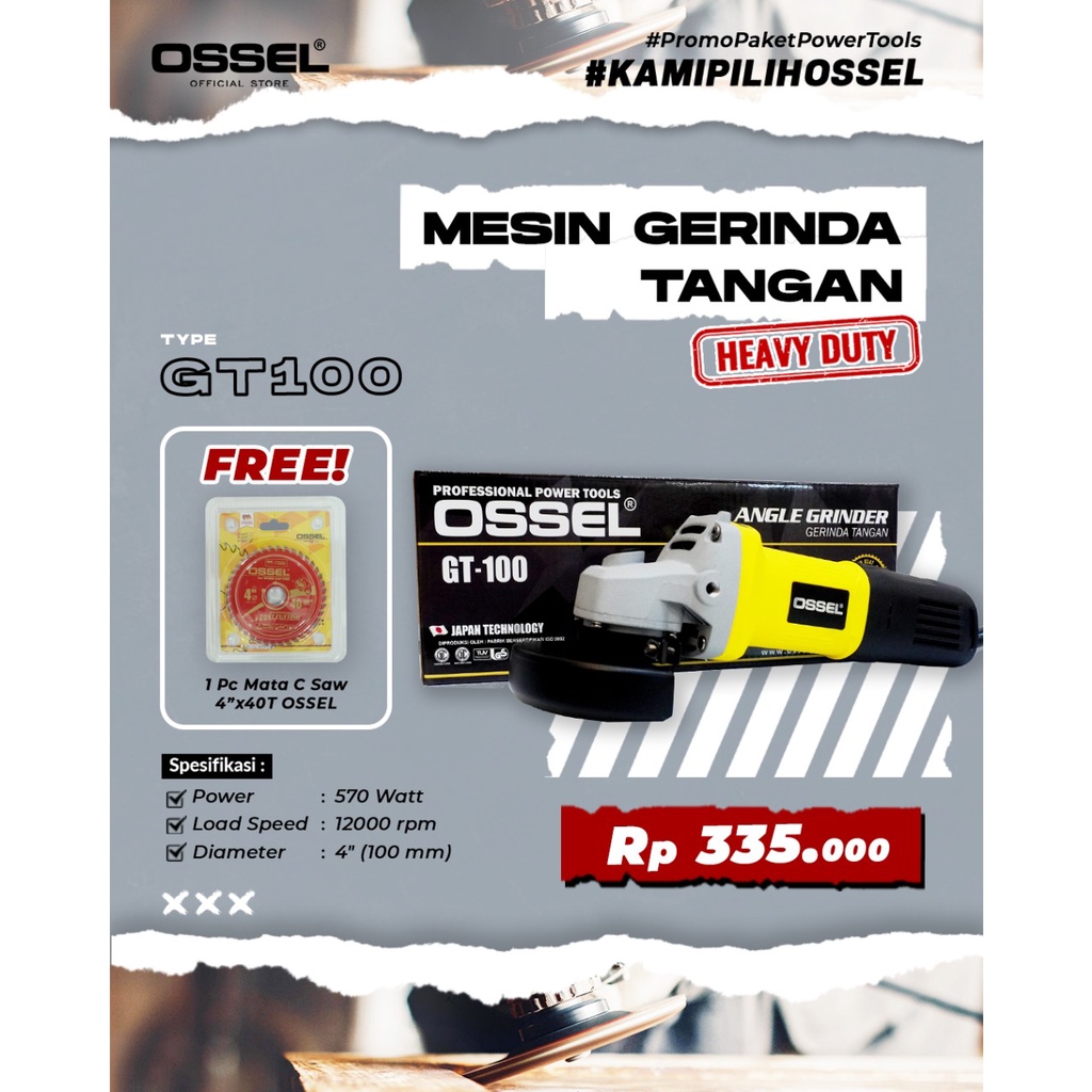 Jual MESIN GERINDA GT-100 GERINDA TANGAN OSSEL | Shopee Indonesia