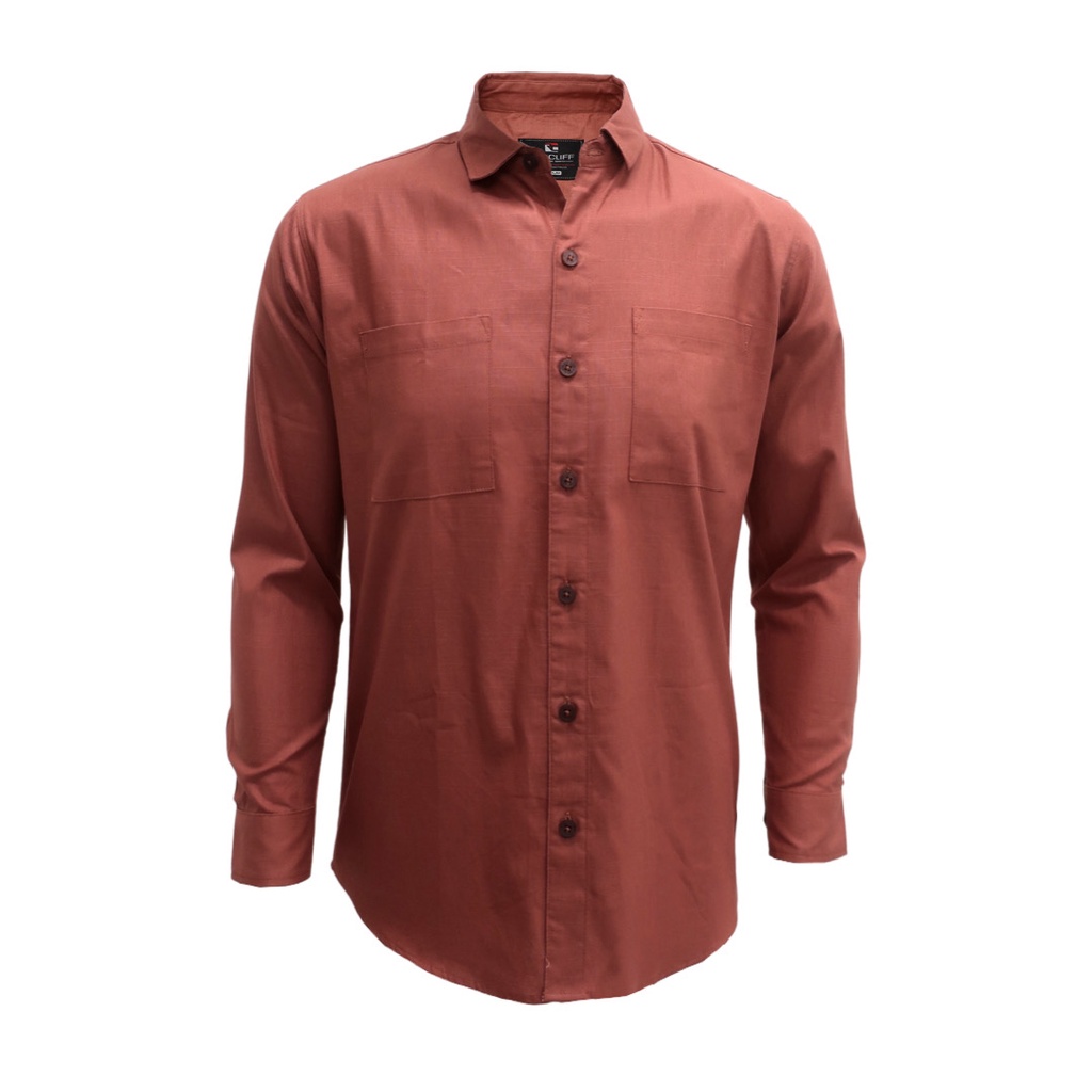 Jual Redcliff Kemeja Pria Polos Panjang Merah Bata 6CK3041F 6A2 ...