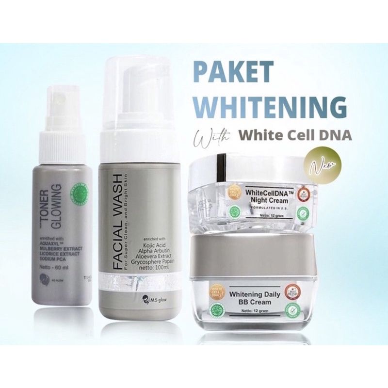Jual PAKET WAJAH WHITE CELL DNA MS GLOW ORIGINAL (SUDAH BER BARCODE ...