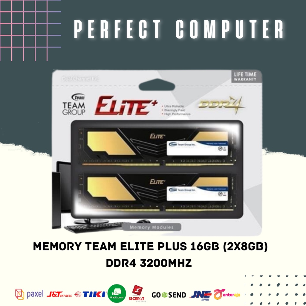 Jual Memory TEAM Elite Plus 16GB (2x8GB) DDR4 3200Mhz Resmi | Shopee Indonesia