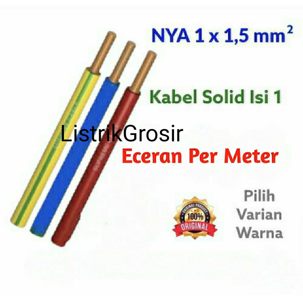 Jual Meteran Eceran Kabel Listrik Kawat Engkel NYA 1,5 1.5 SNI Eceran ...