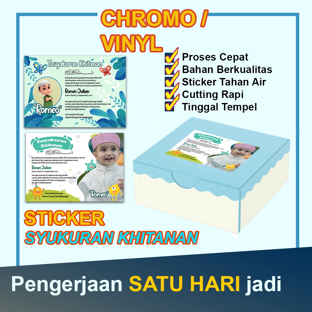 Jual STIKER SYUKURAN KHITANAN / STIKER KHITANAN NASI BOX / STIKER ...