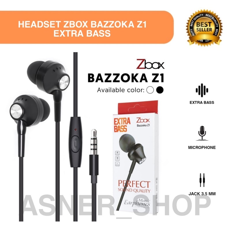Jual Headset Zbox Basoka Z1 Hf Kabel Bazzoka ZB575 ZX03 Super Bass ...