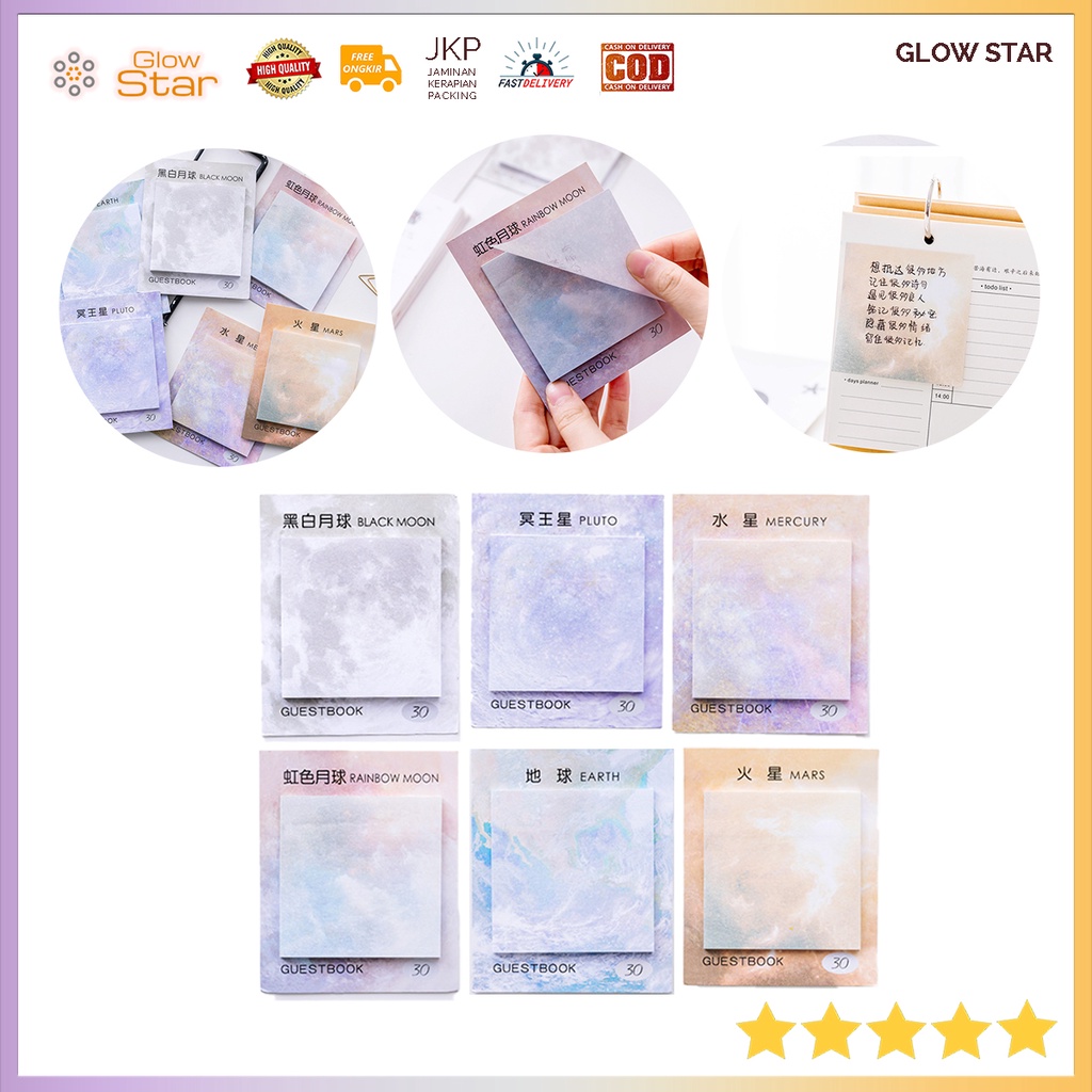 Jual Sticky note memo bentuk planet 30 lembar kertas tempel lem ...