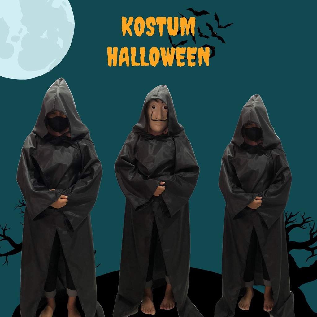 Jual Kostum Jubah Starwars Halloween Jubah Hitam Tudung Cosplay Drakula ...