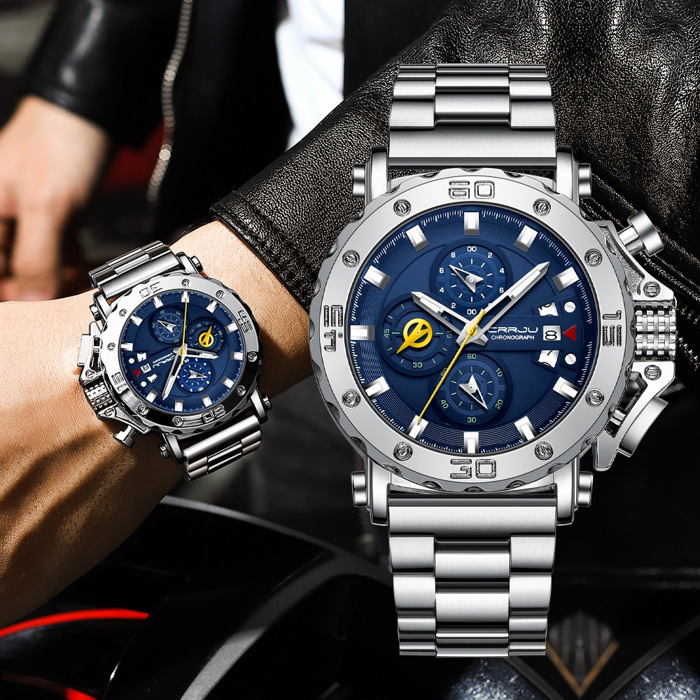 Jual Jam Tangan CRRJU Pria Sport Chronograph Mens Watches Top Brand ...