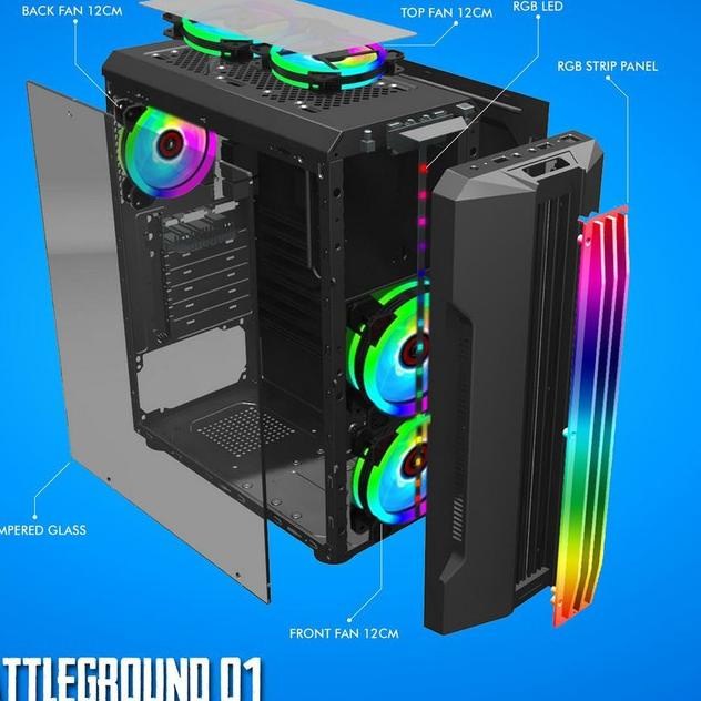 Jual artTt0T4--CASING GAMING CASE PC SIMBADDA BATTLEGROUND 01 RGB ...