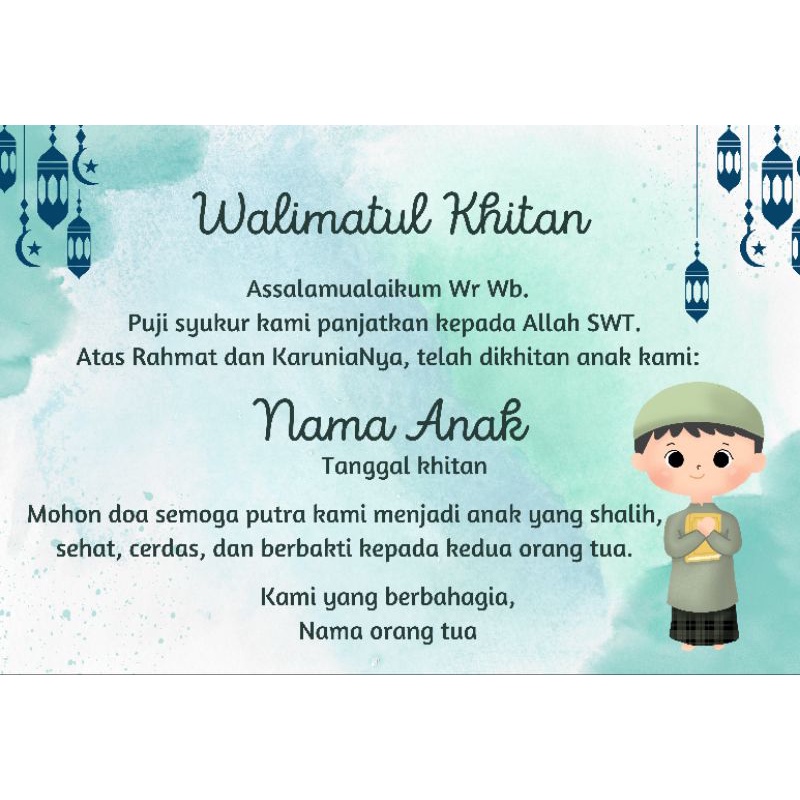 Jual KARTU KHITANAN / KARTU WALIMATUL KHITAN / KARTU TASYAKURAN KHITANAN/ SYUKURAN KHITANAN ...