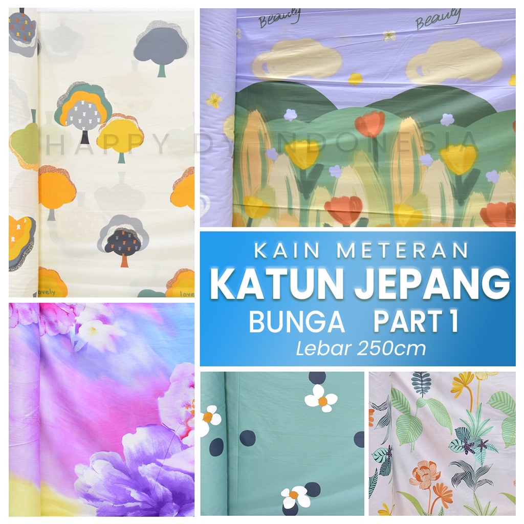 Jual KAIN SPREI KATUN JEPANG MOTIF BUNGA BESAR LEBAR 250 METERAN 100% ...