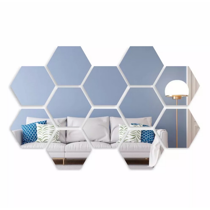 Jual Cermin Hexagonal Tempel Kaca Sticker Segi Enam Dekorasi Dinding ...