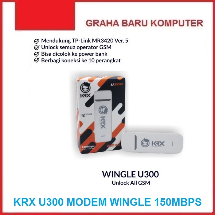 Jual KRX U300 Modem USB Wifi 4G LTE 150Mbps Wingle Portabel Portable ...